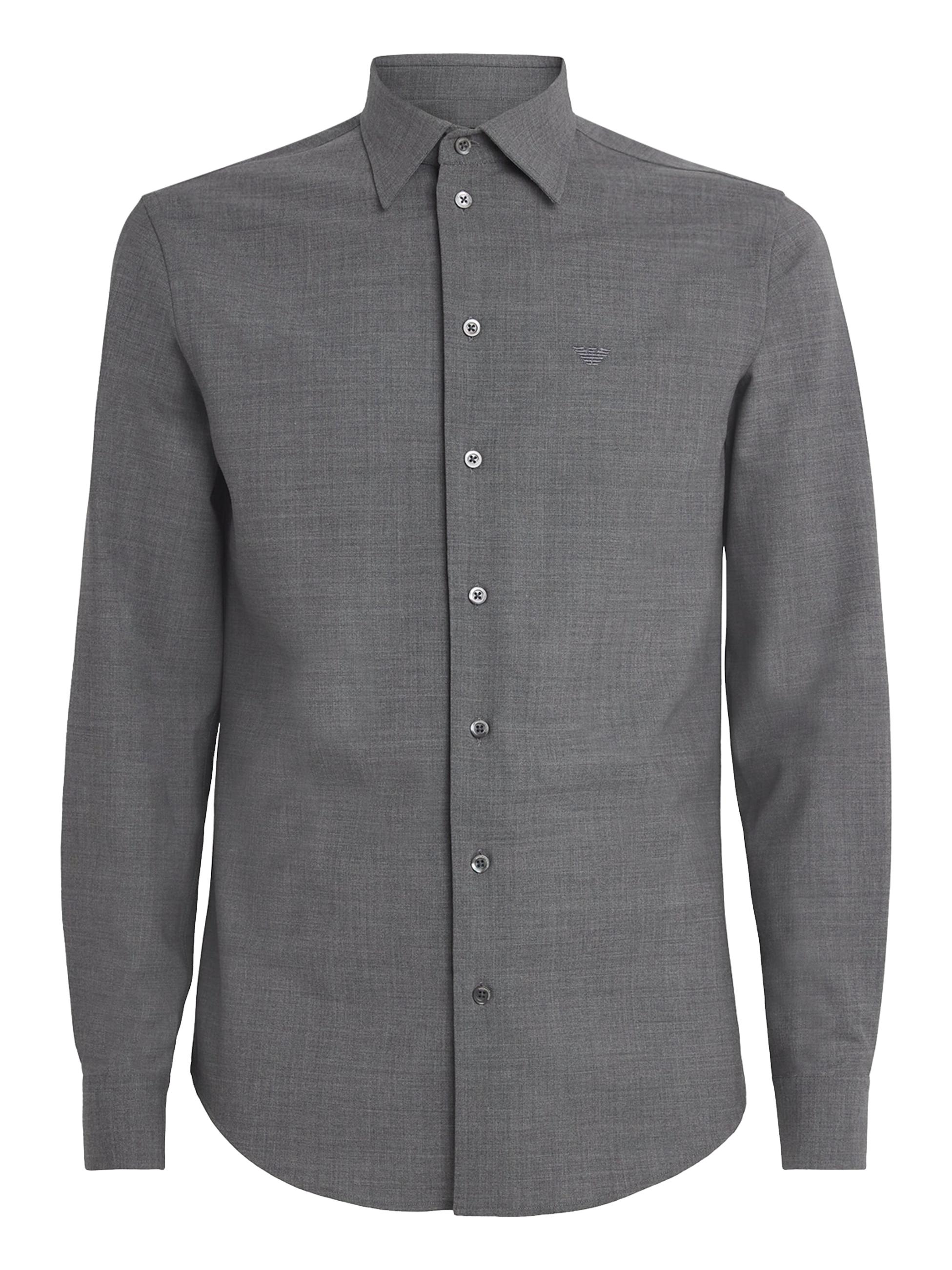 EMPORIO ARMANI stretch-wool logo shirt