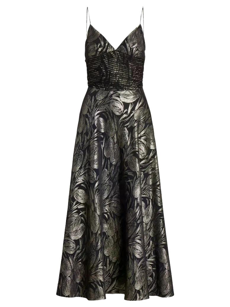RALPH LAUREN Henri Floral V-Neck Midi Dress