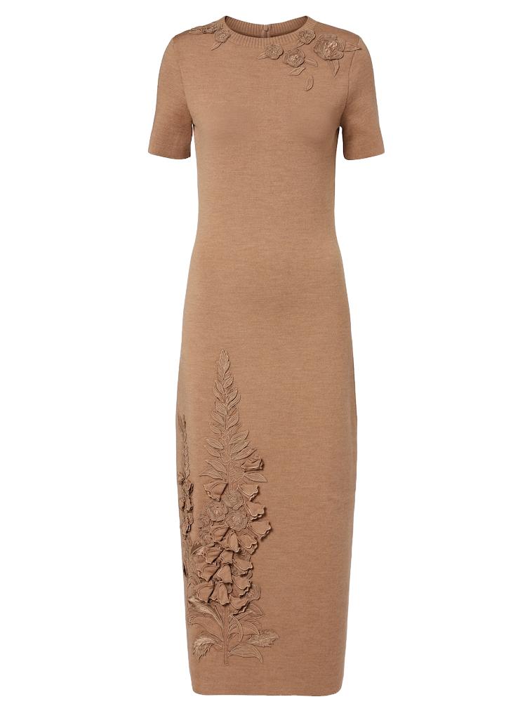 OSCAR DE LA RENTA Oscar de la Renta Foxgloves Wool-Blend Midi Dress