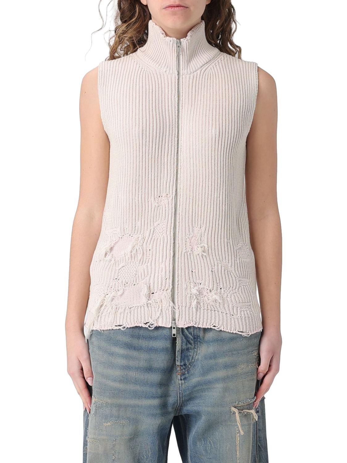 MAISON MARGIELA MM6 Maison Margiela Ribbed Knit Vest with Distressed Detailing