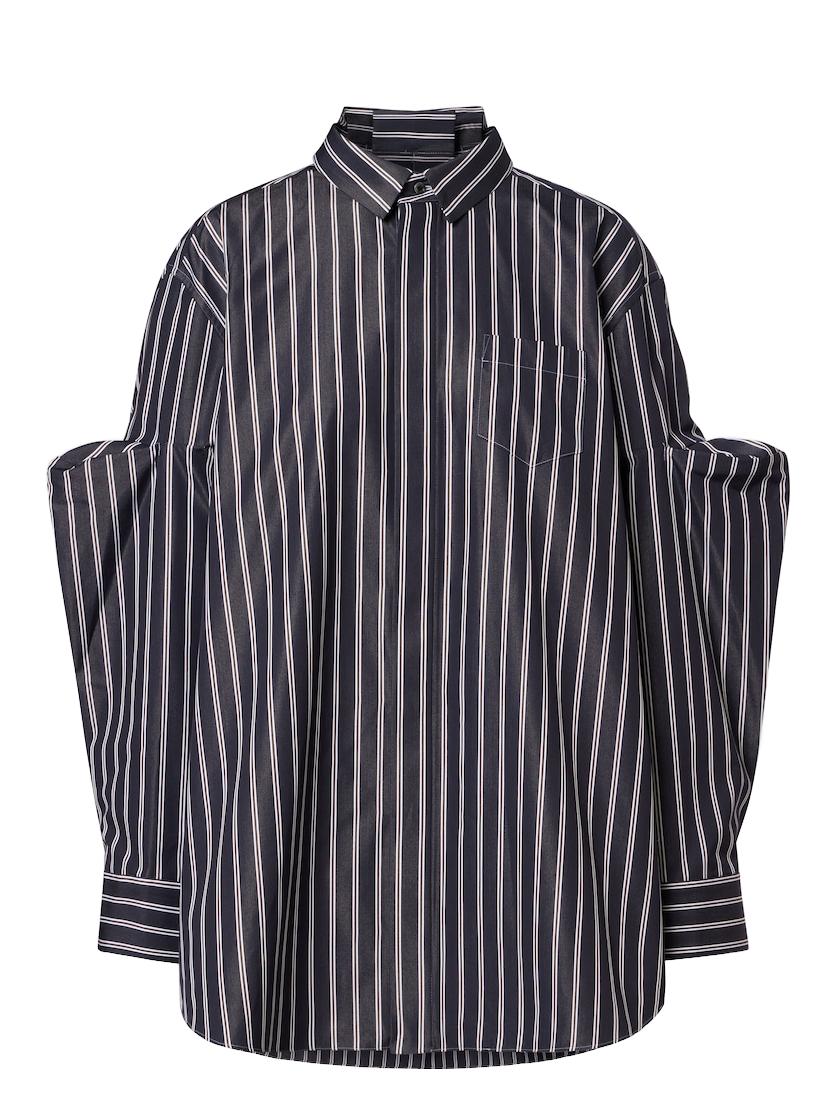 SACAI Striped Oversized Cotton-Blend Shirt