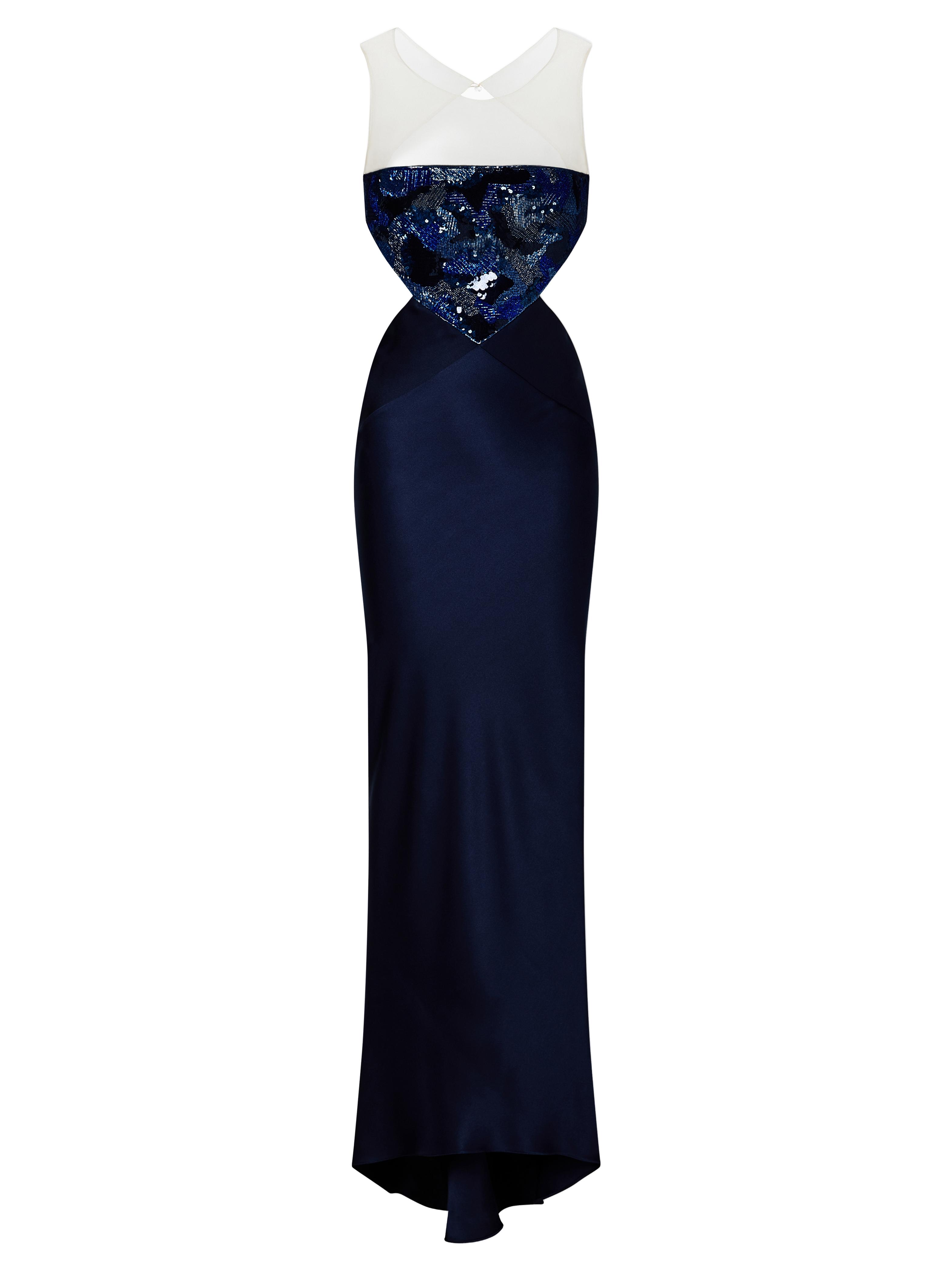 GIORGIO ARMANI Long Silk Dress with Embroidery