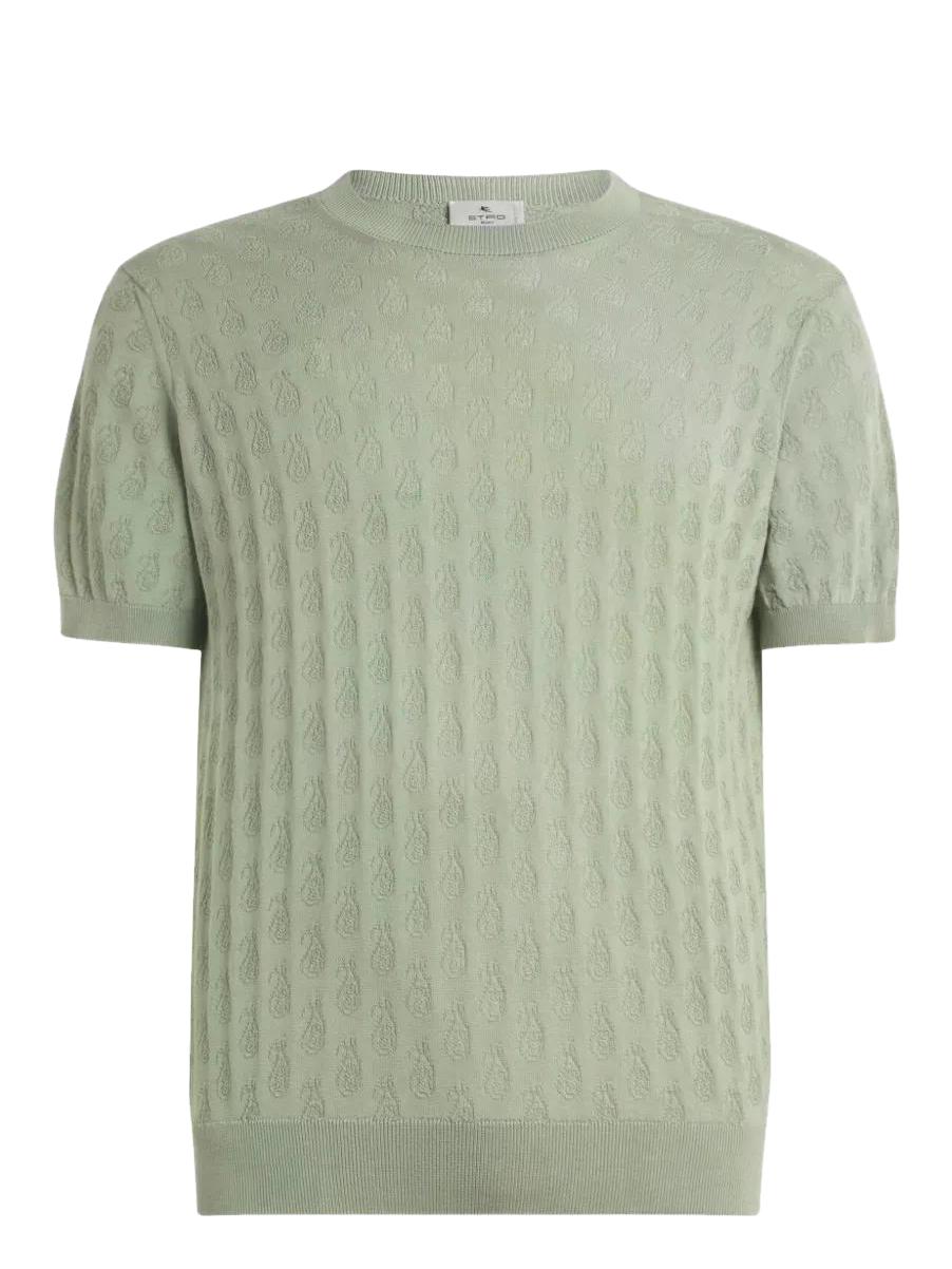 ETRO knit cotton t-shirt with micro paisley motif