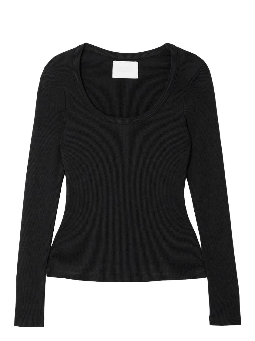 TOTÊME Ribbed Scoop-Neck Stretch-Wool Blend Top