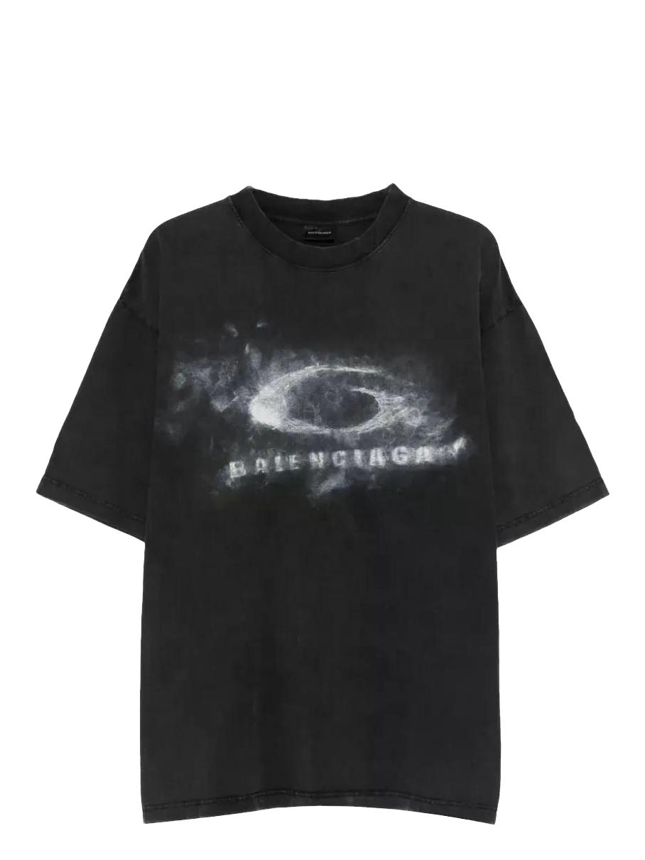 Balenciaga Archives Logos-Print Cotton T-Shirt - Black | Editorialist