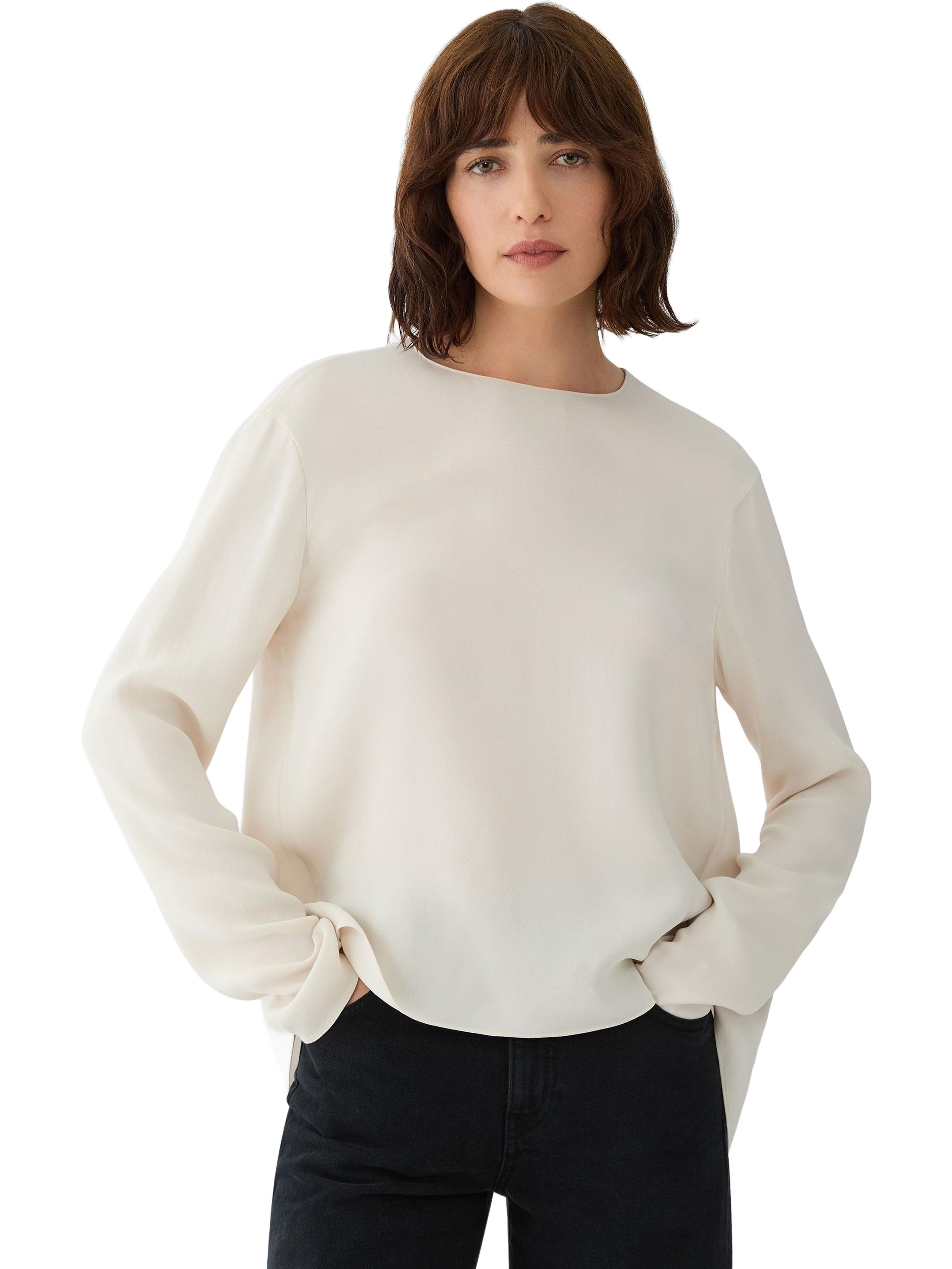 LAFAYETTE 148 NEW YORK Organic Silk Georgette High Low Hem Blouse