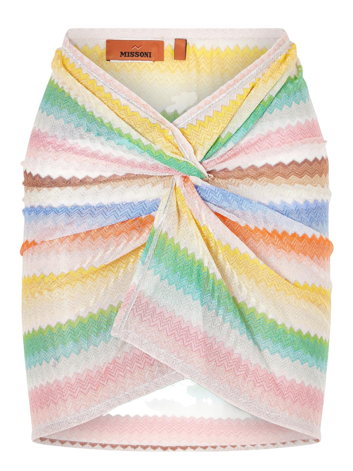 MISSONI Striped Metallic Crochet-Knit Mini Skirt