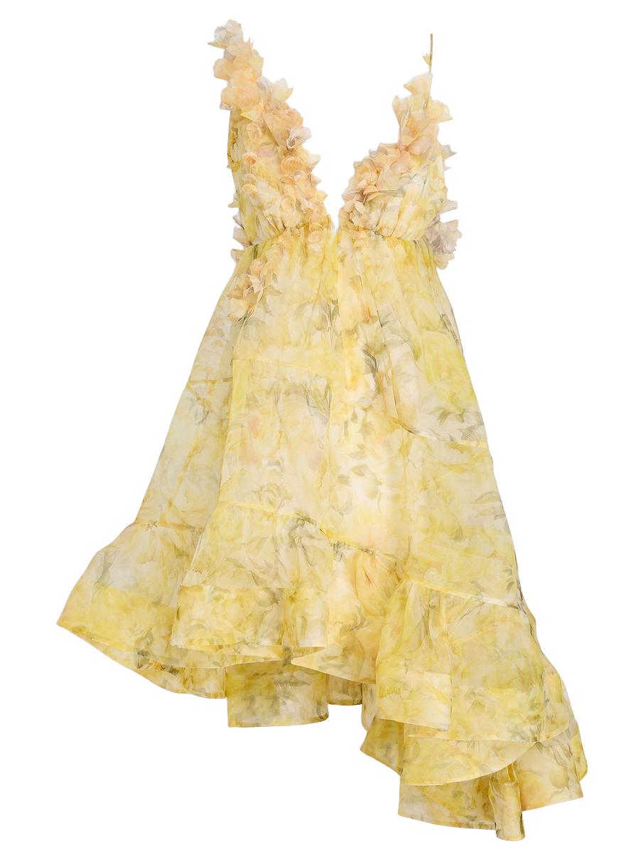ZIMMERMANN Floral Appliquéd Silk-Organza Dress