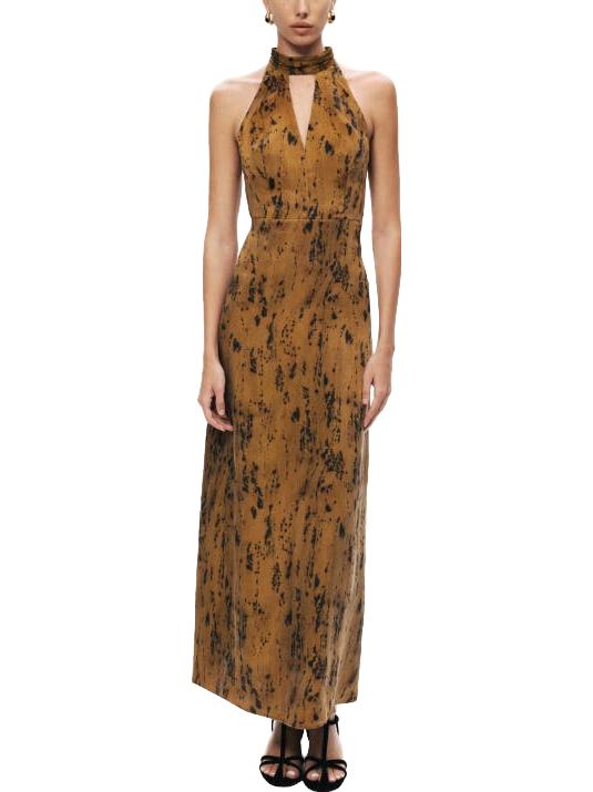 NOCTURNE Printed Halter-Neck Maxi Dress