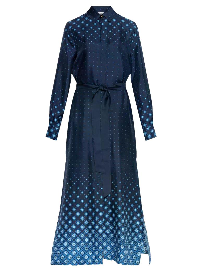 CASABLANCA Belted Patterned Shirt Dress