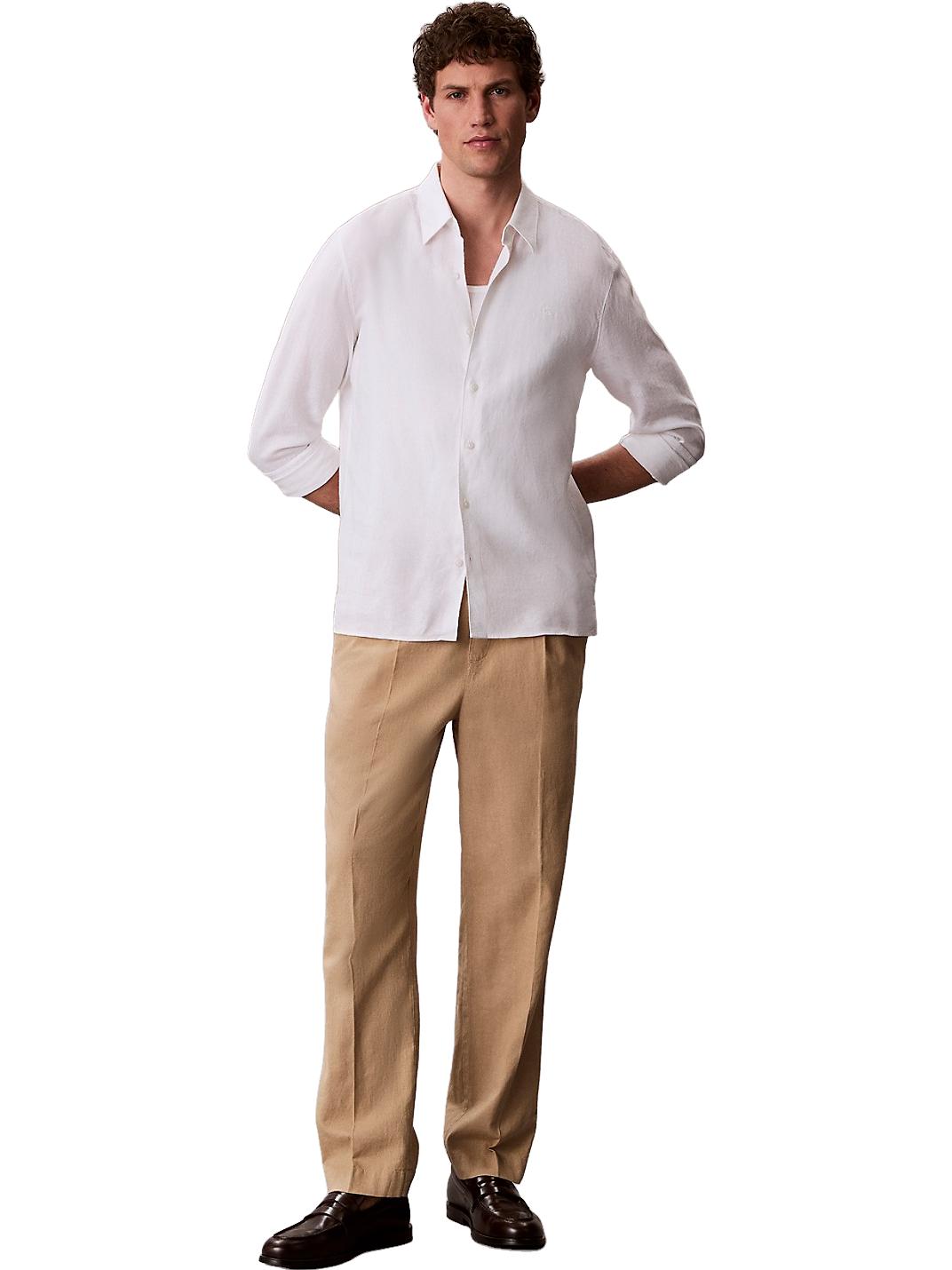 CALVIN KLEIN Linen Blend Pleated Pull-On Pants