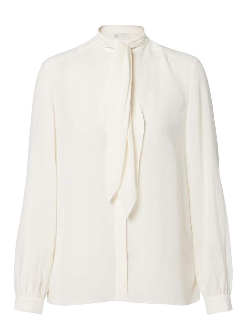 VALENTINO Valentino Silk Tie Shirt with High Neck and Long Sleeves
