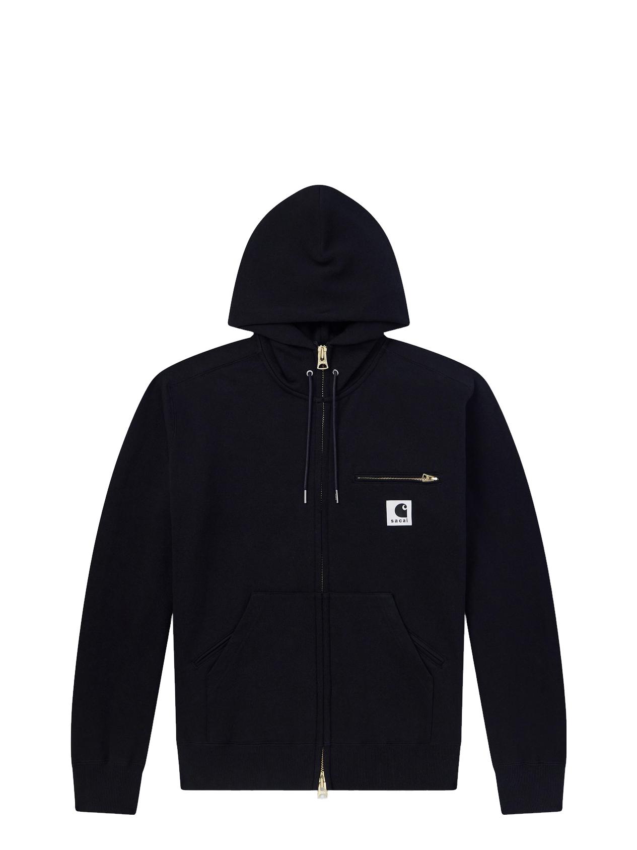 Sacai X Carhartt Wip Cotton-Jersey Zip-Up Hoodie - Black Sacai X Carhartt Wip Cotton-Jersey Zip-Up Hoodie - Black