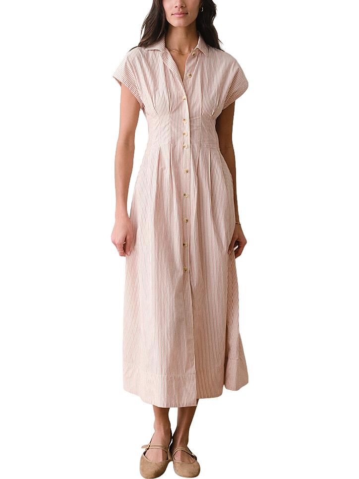 Marine Layer Emery Poplin Midi Dress In Dusk - 67% Off | Editorialist