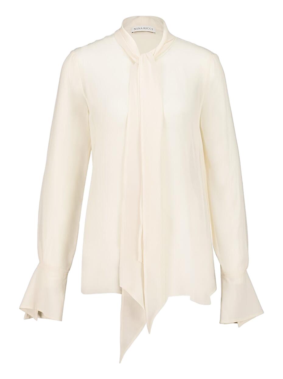 NINA RICCI Satin Lavallière Blouse