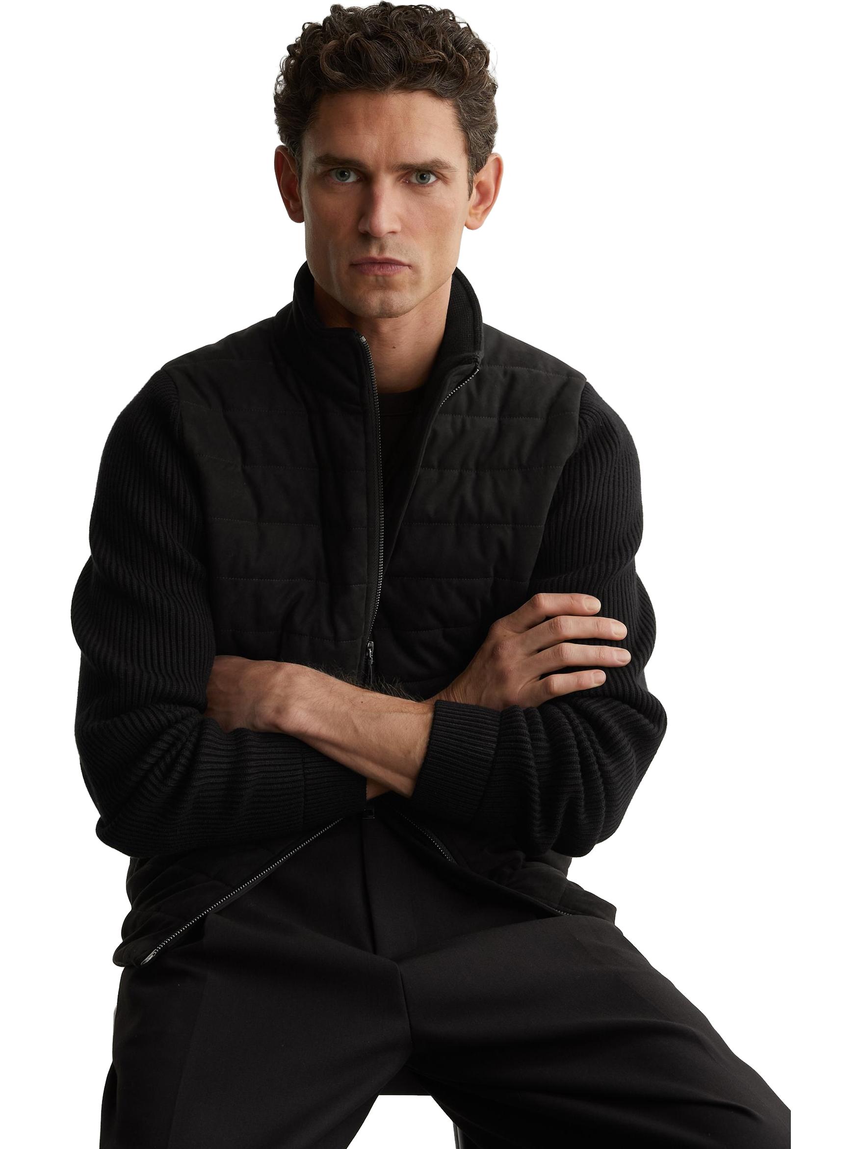 REISS Quilted Hybrid Zip-Through Jacket