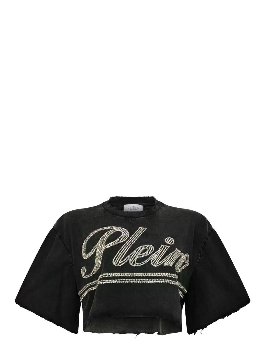 PHILIPP PLEIN Logo-Strass Cropped T-Shirt