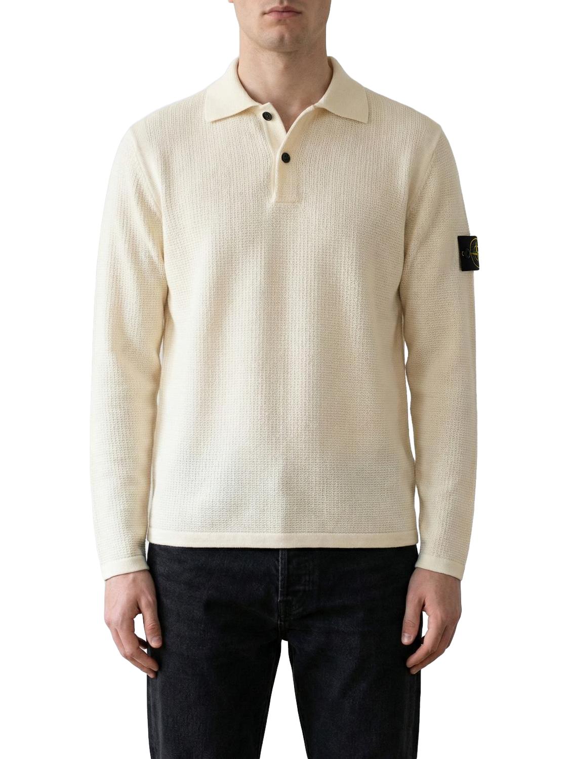 STONE ISLAND fine knit cotton polo shirt