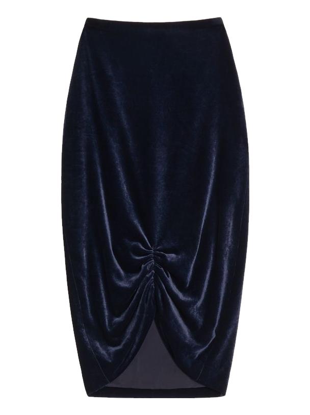 VALENTINO Valentino Velvet Midi Skirt with Front Draping