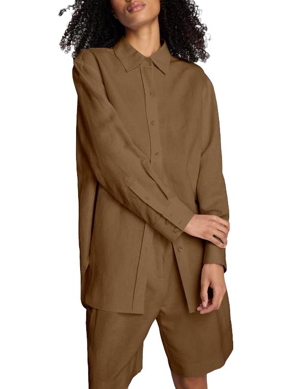 KENNETH COLE Long Linen Blend Button-Up Shirt
