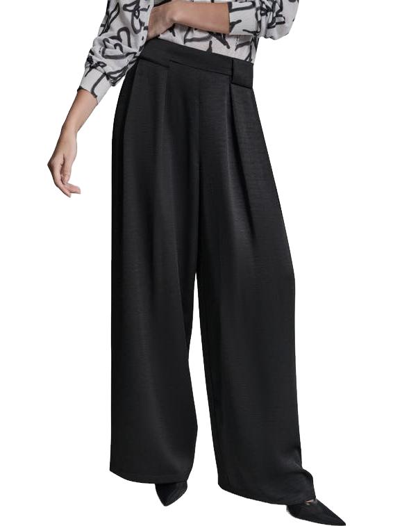 DKNY Pleated Wide-Leg Satin Pants