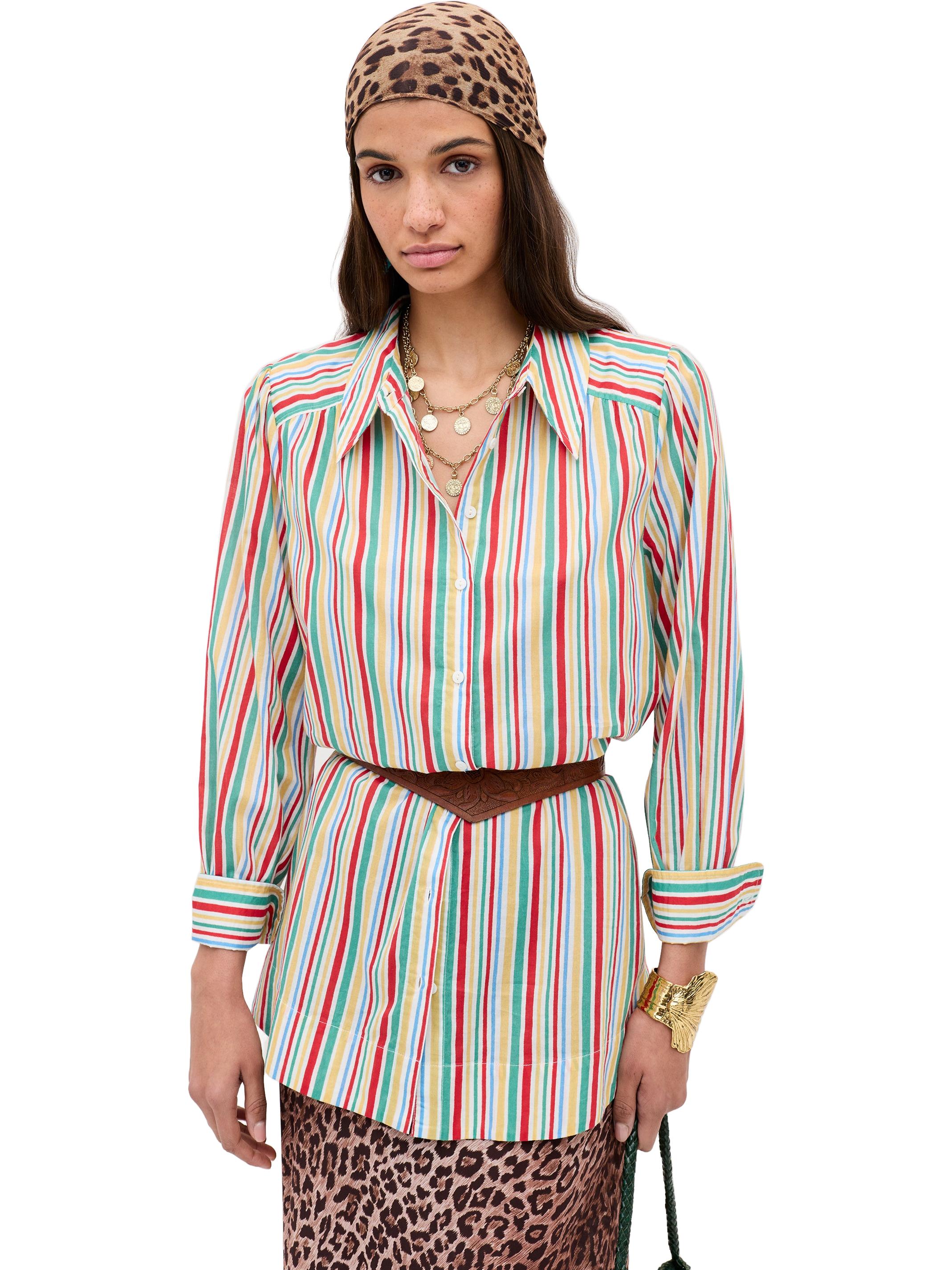 RIXO Ashlynn Maxime Stripe Ivory Blouse