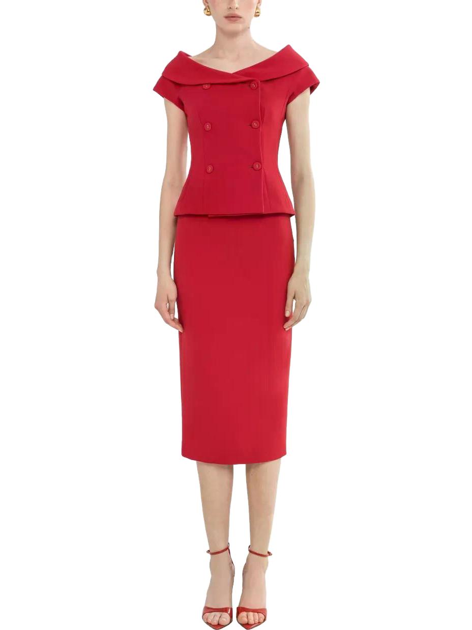 NISSA NISSA High-Waisted Pencil Skirt with Rear Slit