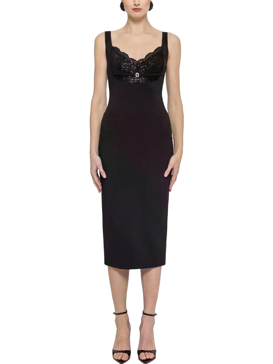 NISSA Lace Sequin Midi Dress