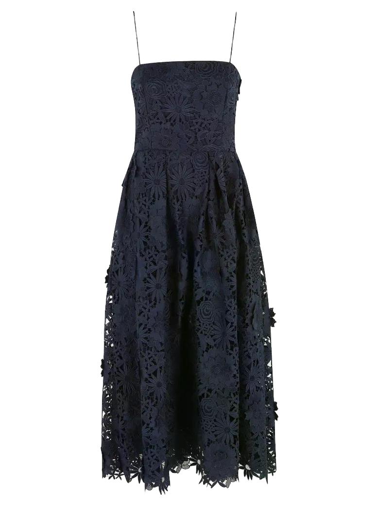 Rotate by Birger Christensen Floral-jacquard Midi Dress - Blue