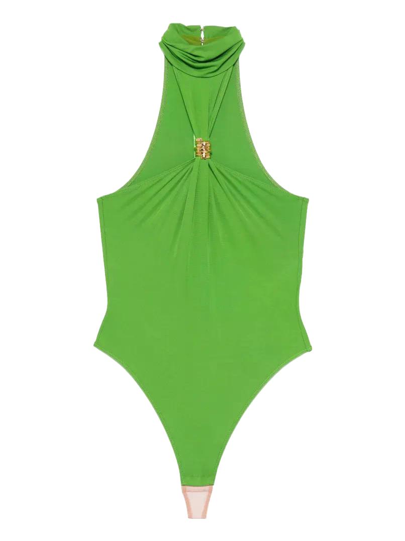 ELISABETTA FRANCHI Elisabetta Franchi Crêpe Jersey Bodysuit with Jewel Detail