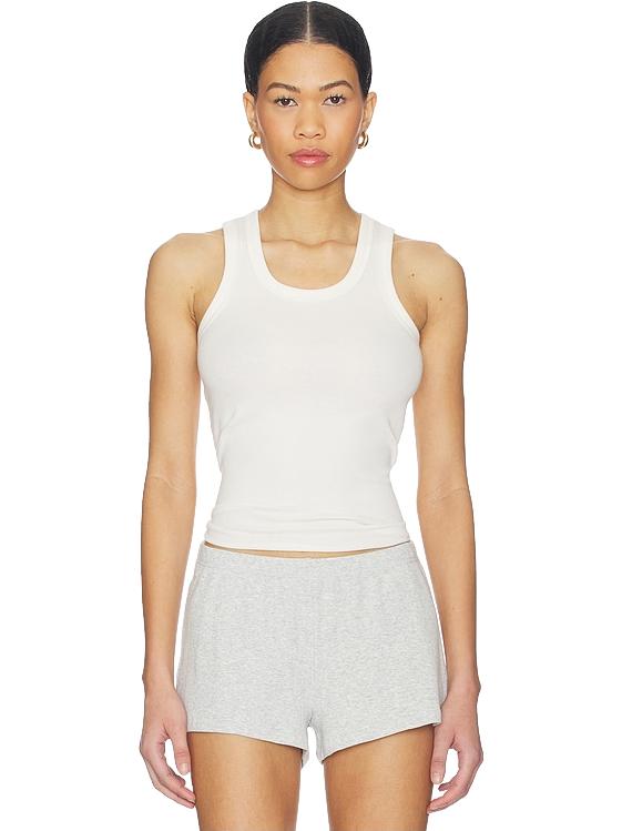 Skims Cotton Rib High Scoop Tank - Marble | Editorialist