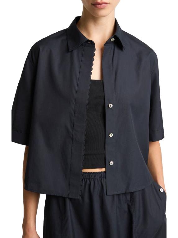 VINCE Vince Scalloped Cotton Poplin Midi Skirt