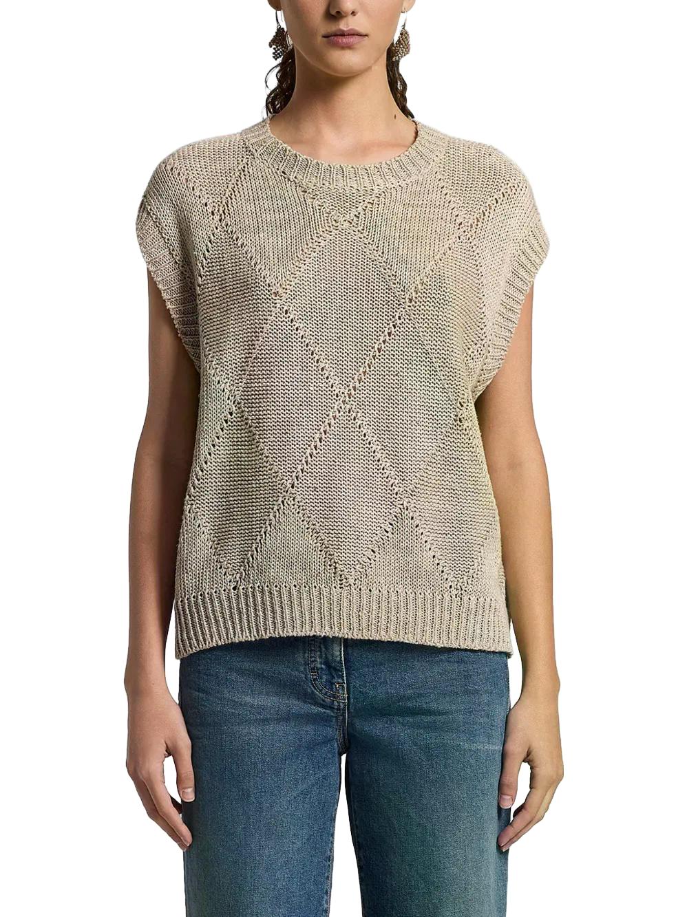 PESERICO Open-Knit Diamond Vest