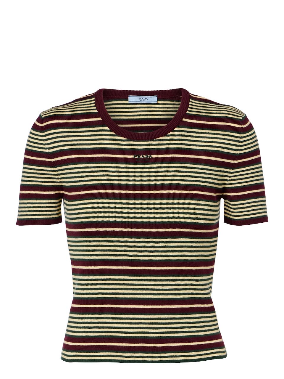 PRADA Striped Cotton-Blend T-Shirt