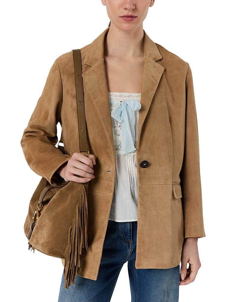 MAJE Mini Suede Miss M Shoulder Bag