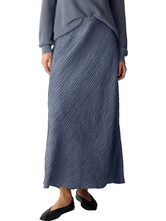 EILEEN FISHER Stretch Silk Bias Cut Midi Skirt