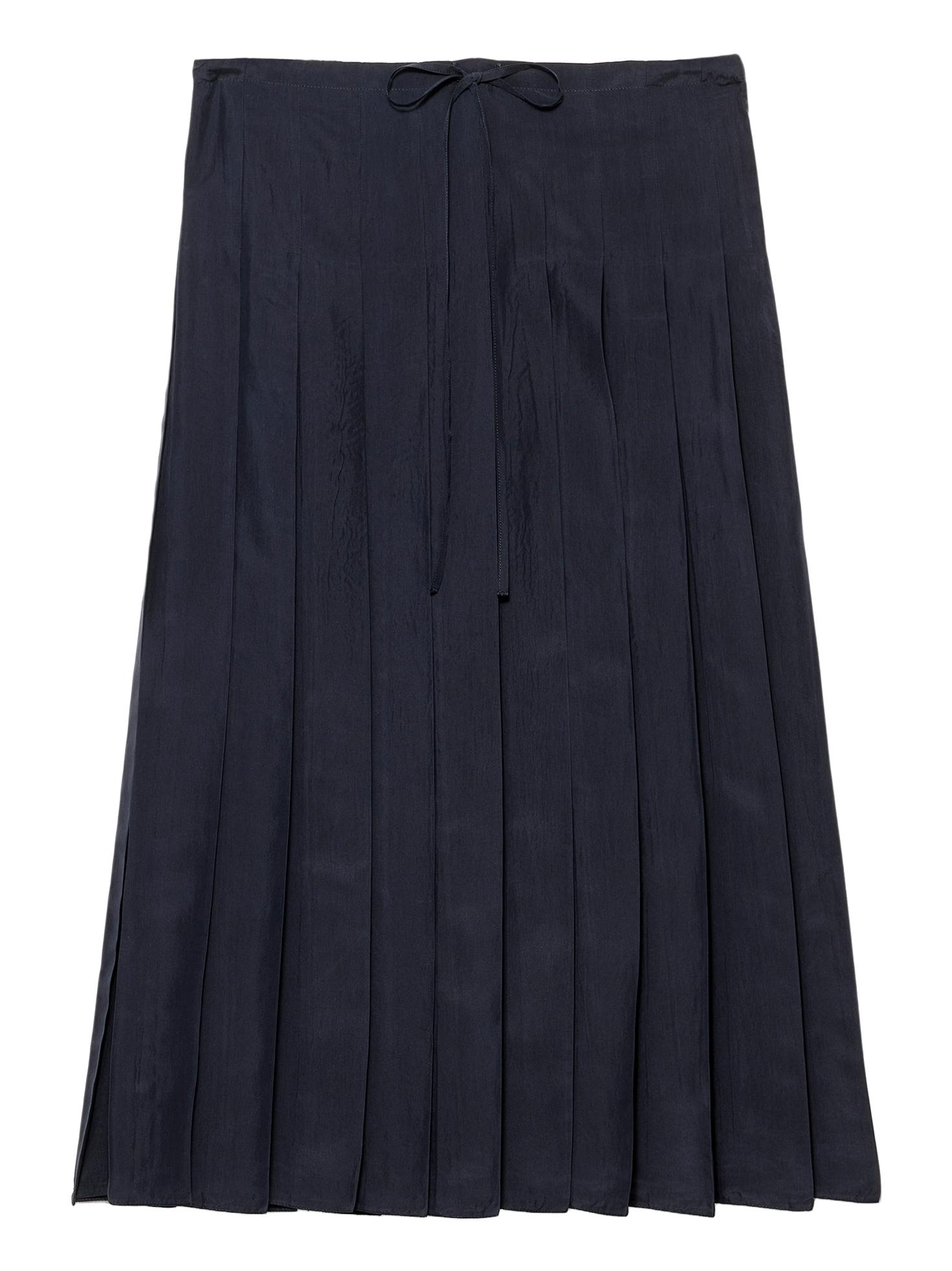PRADA Pleated Silk Midi-Skirt
