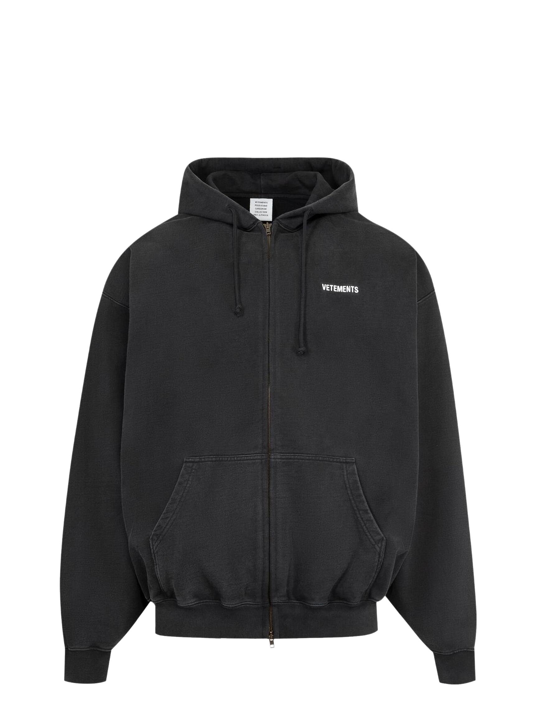 Vetements Genetically Modified Zip-Up Cotton Hoodie In Black - 25