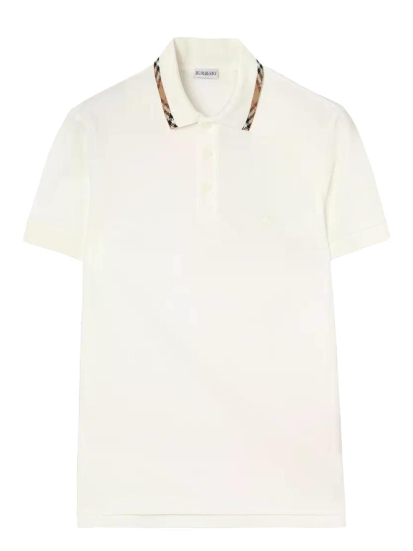 BURBERRY check trim cotton polo shirt