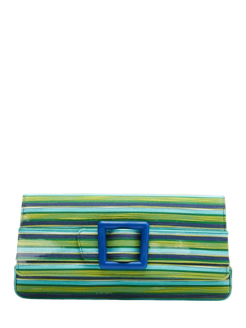MANOLO BLAHNIK Maygot Striped Clutch