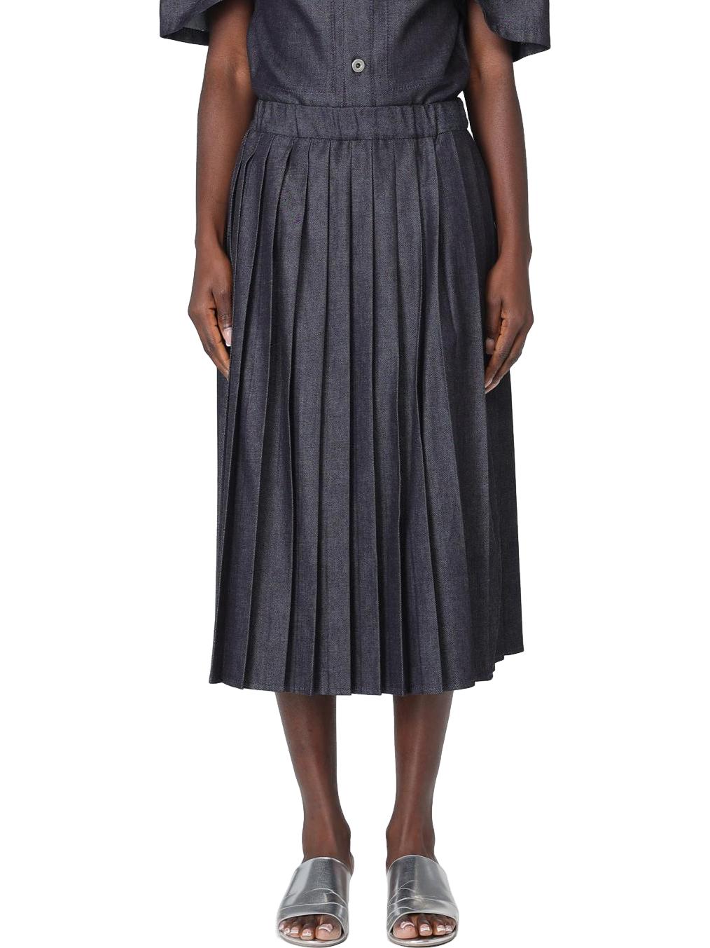 JIL SANDER Jil Sander Pleated Denim Midi Skirt