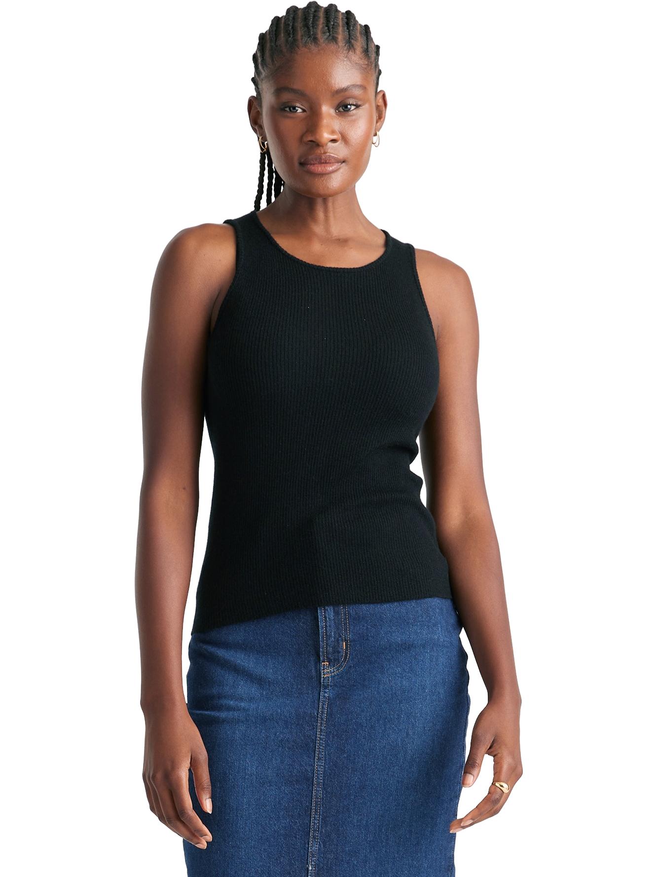 QUINCE QUINCE Featherweight Cashmere Ribbed Tank Top