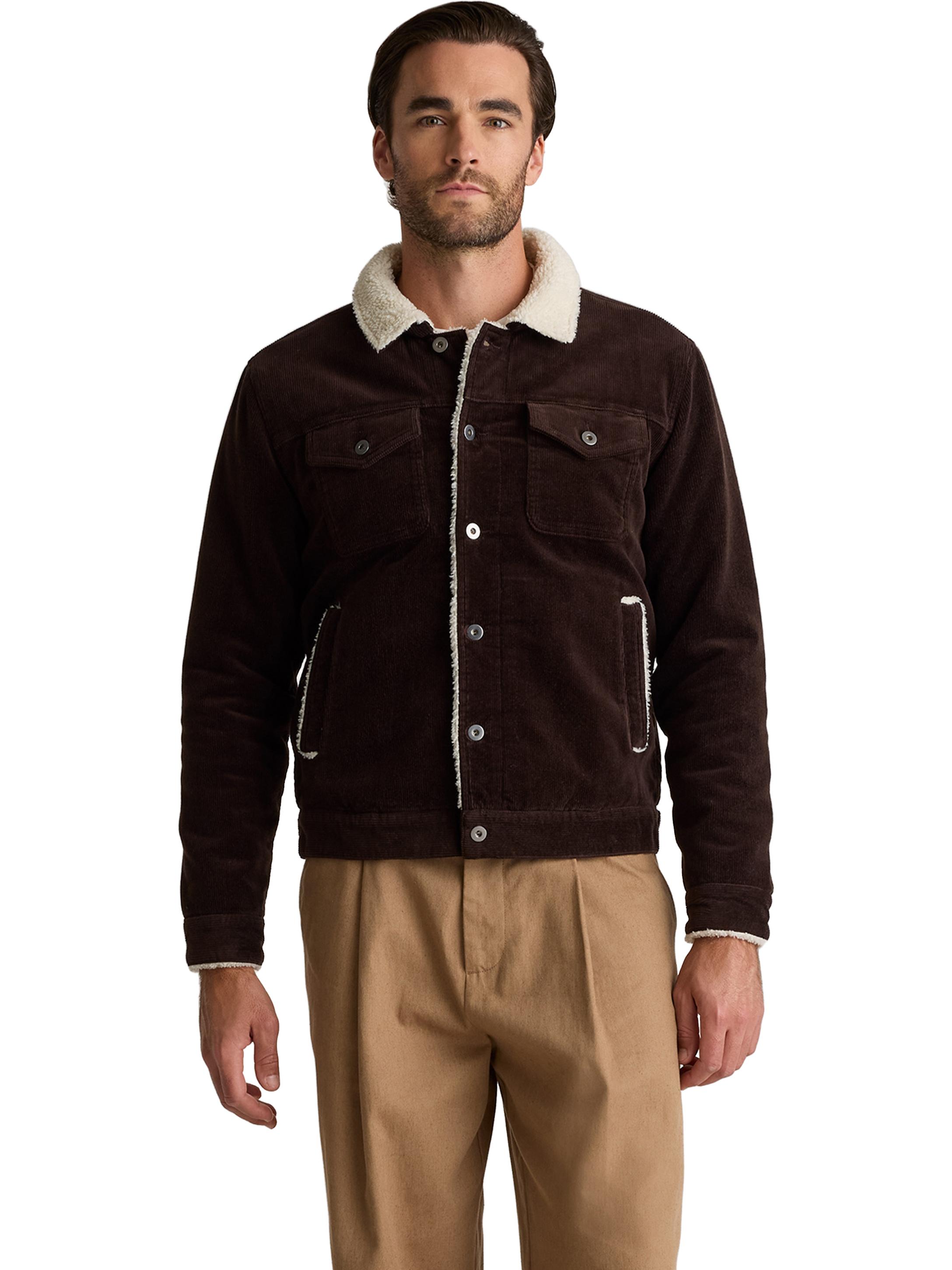 QUINCE Organic Stretch Corduroy Sherpa-Lined Trucker Jacket