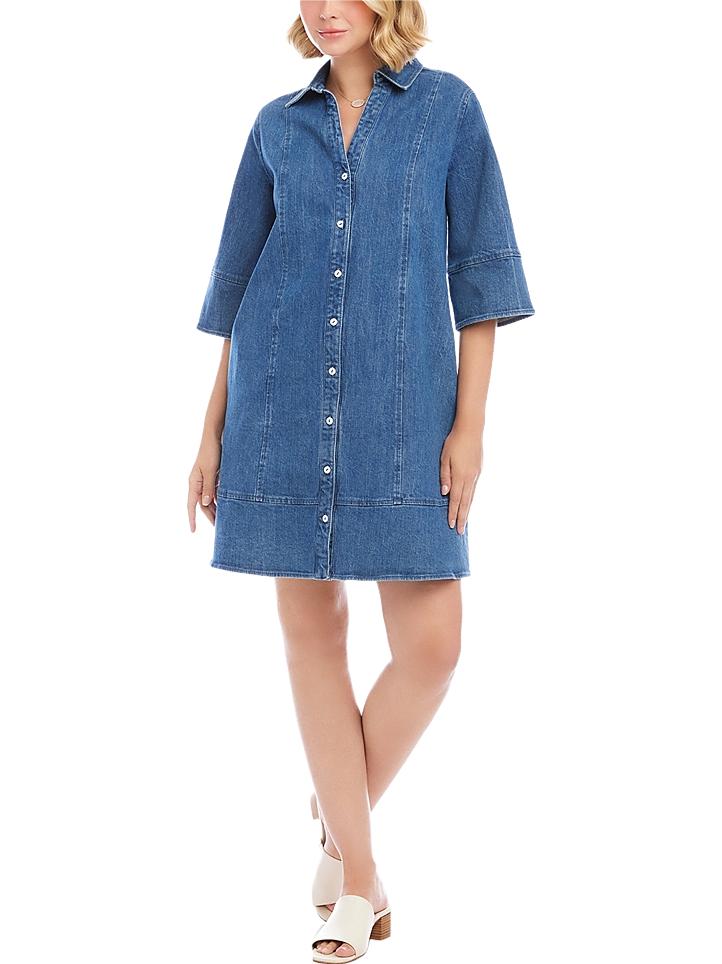 KAREN KANE Karen Kane Flare Sleeve Shirt Dress