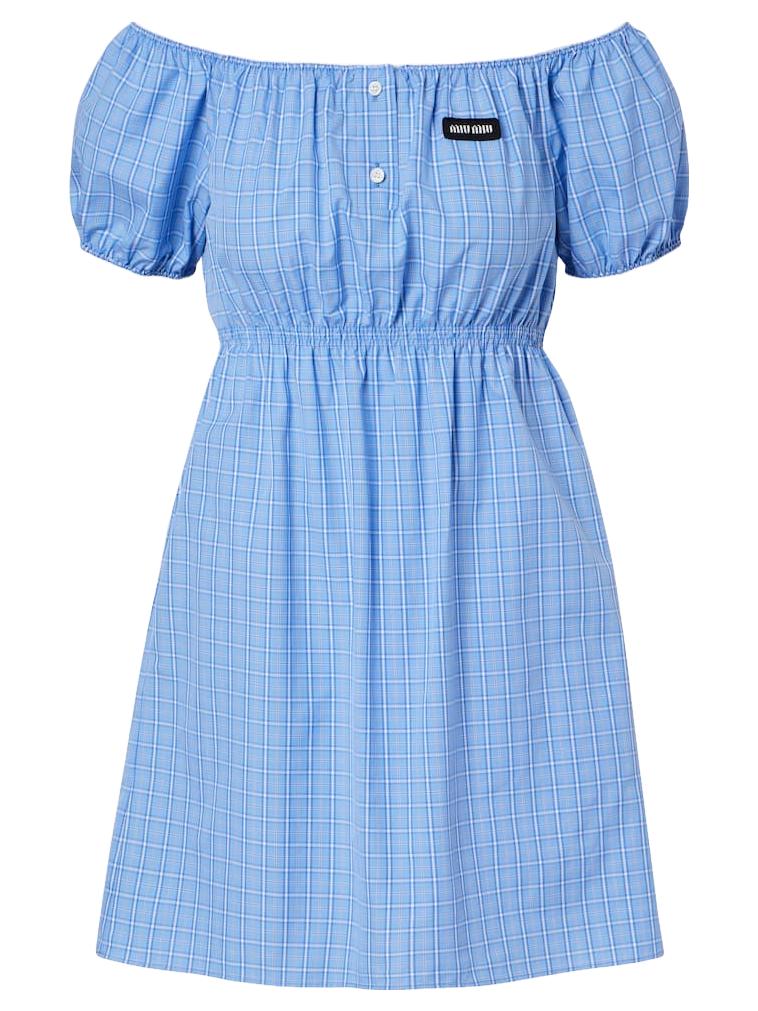 MIU MIU Checked Cotton Poplin Minidress