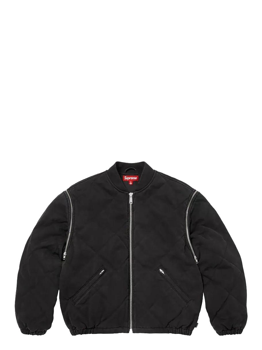 Supreme Zip Off Sleeve Quilted Bomber Jacket - Black | Editorialist