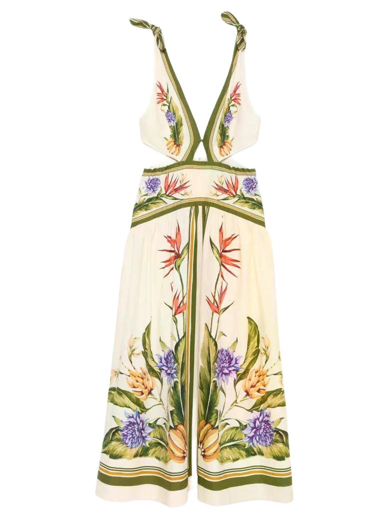 FARM RIO Sand Tropical Scarf Maxi Dress
