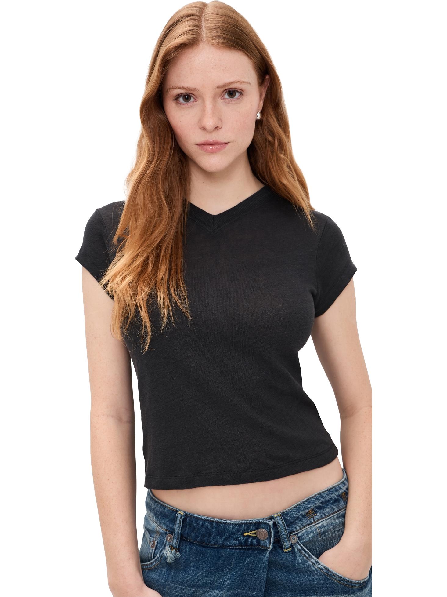 IRO PARIS Sybel Linen V-Neck Tee
