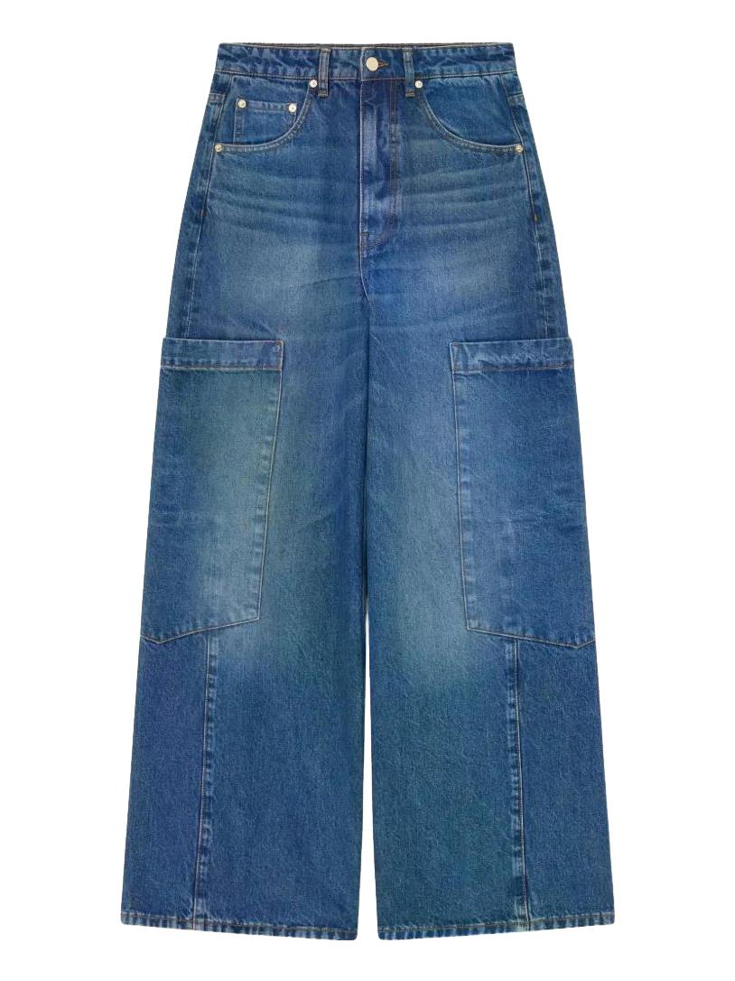 GANNI GANNI Baggy Cargo Jeans in Rigid Denim