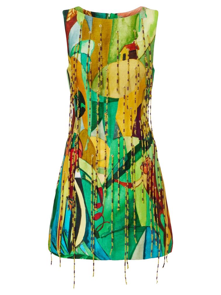 ALEMAIS alémais mokshini beaded linen-blend minidress